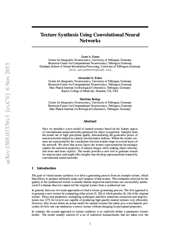(PDF) Texture synthesis and the controlled generation of natural ...