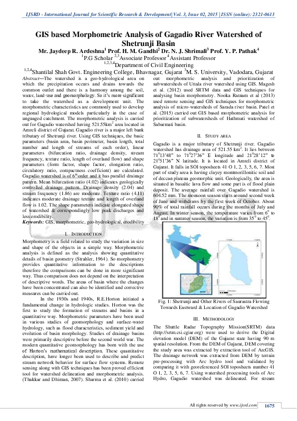 (PDF) GIS based Morphometric Analysis of Gagadio River Watershed of ...
