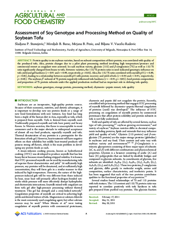 (PDF) Assessment of Soy Genotype and Processing Method on Quality of ...