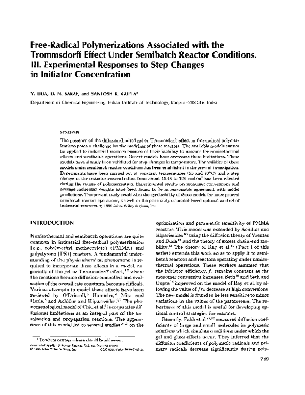(PDF) Free-radical polymerizations associated with the Trommsdorff ...