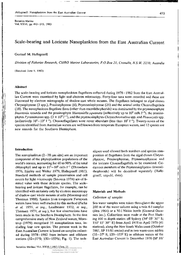 (PDF) Scale-bearing and Loricate Nanoplankton from the East Australian ...