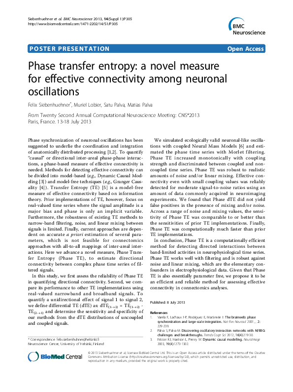 (PDF) Phase transfer entropy: a novel measure for effective ...