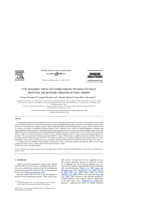 (PDF) Conductometric Biosensor for Heavy Metals and Pesticides Detection