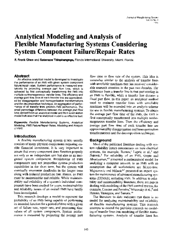 (PDF) Analytical modeling and analysis of flexible manufacturing ...