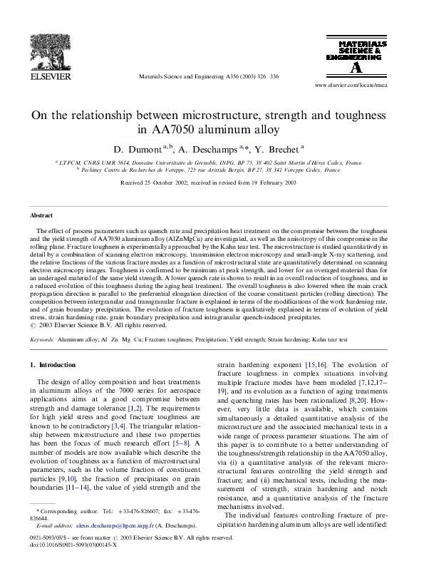 Pdf On The Relationship Between Microstructure Strength And
