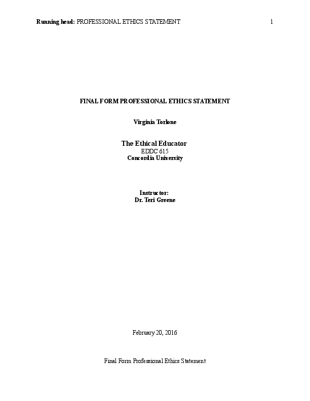 (DOC) Professional Ethics Statement