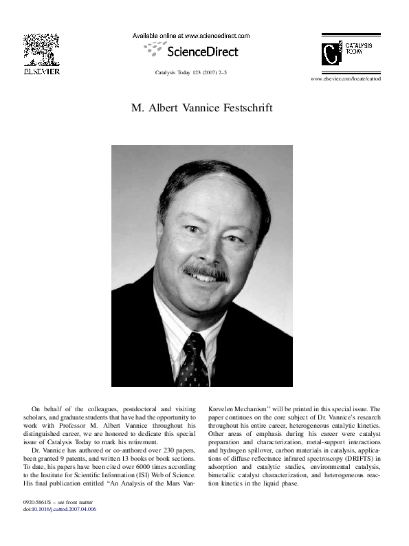 (PDF) M. Albert Vannice Festschrift