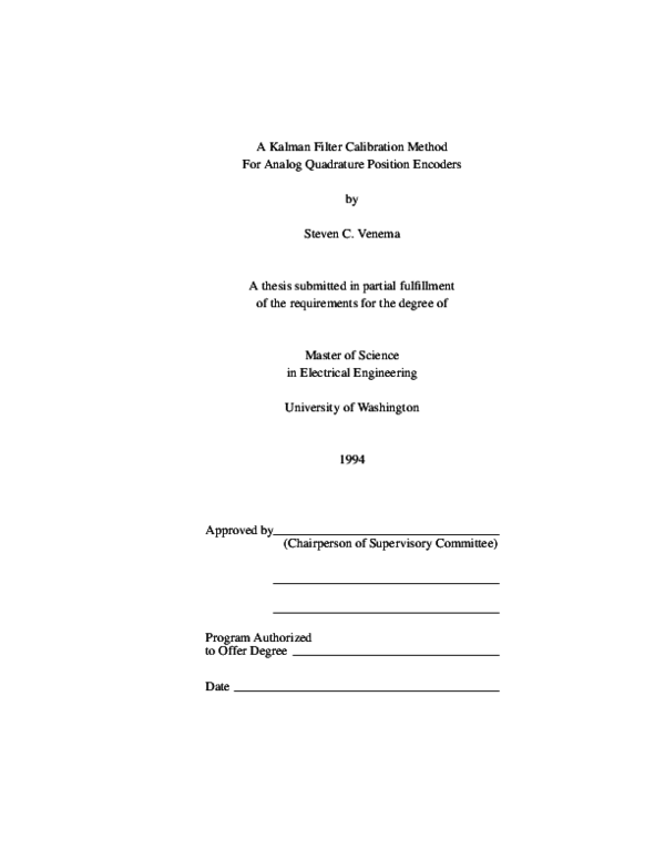 Pdf A Kalman Filter Calibration Method For Analog Quadrature Position Encoders