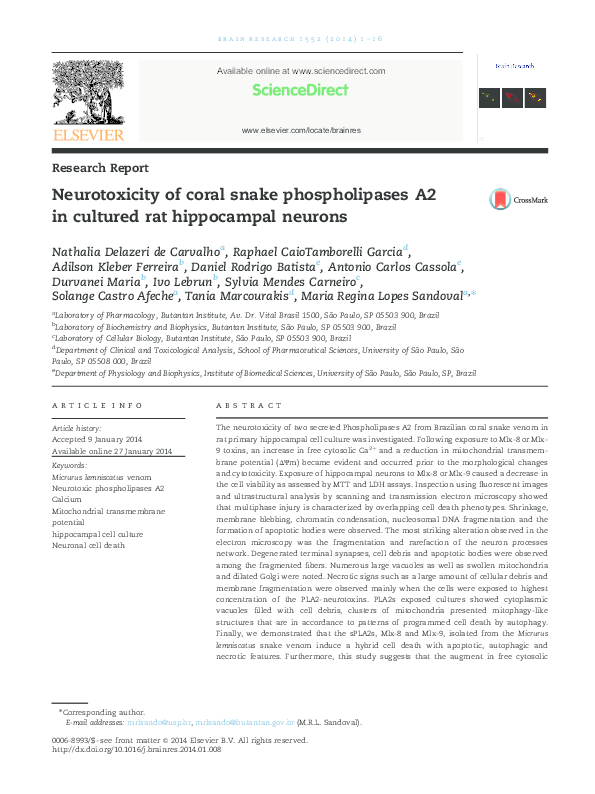 (PDF) Neurotoxicity of coral snake phospholipases A2 in cultured rat ...