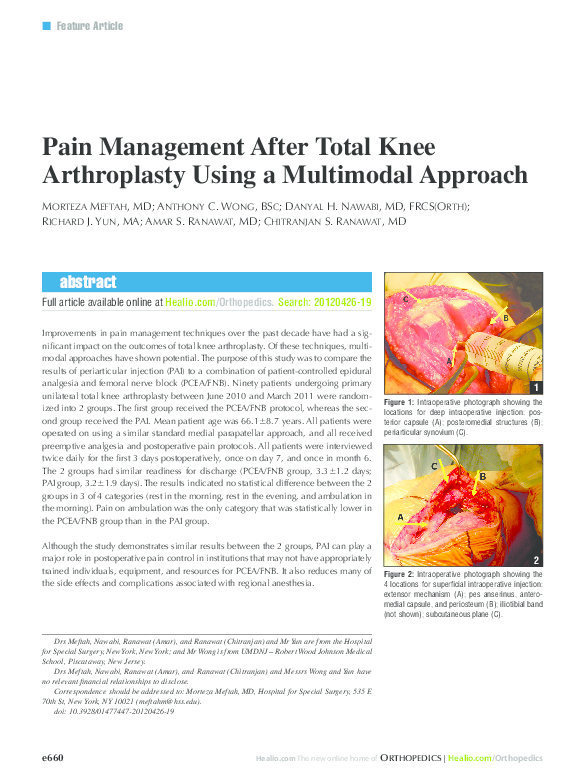 (PDF) Pain Management After Total Knee Arthroplasty Using a Multimodal ...