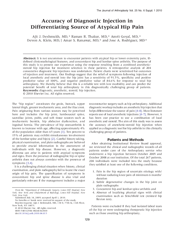 (PDF) Accuracy of Diagnostic Injection in Differentiating Source of ...