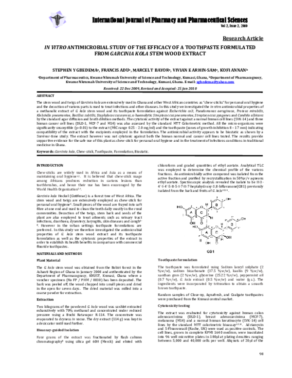 (PDF) In Vitro Antimicrobial Study of the Efficacy of a Toothpaste ...