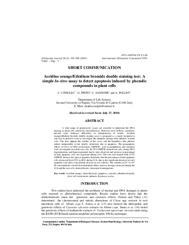 (PDF) Acridine orange/Ethidium bromide double staining test: A simple ...