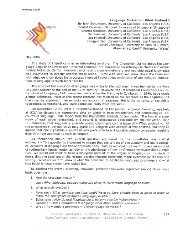 (PDF) Language evolution: What evolved