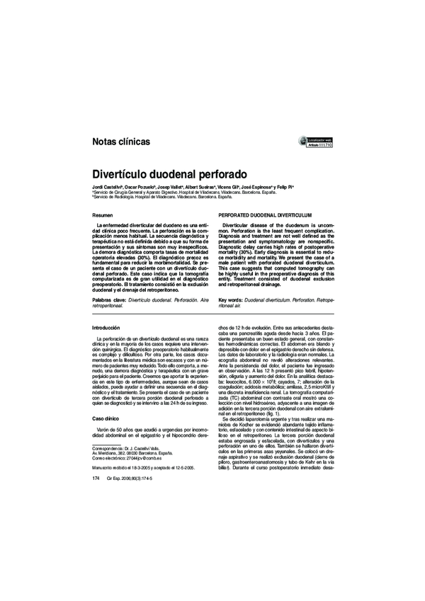 (PDF) Divertículo duodenal perforado