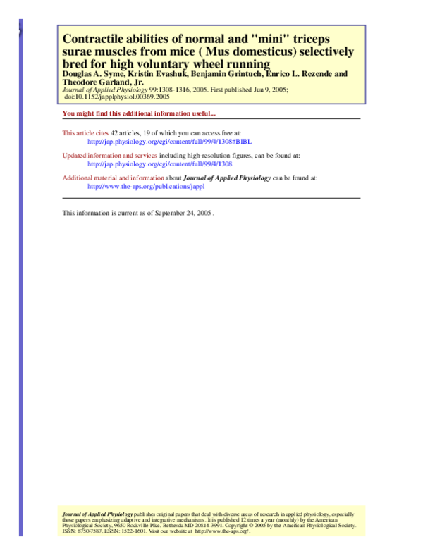 (PDF) bred for high voluntary wheel running ) selectively Mus ...