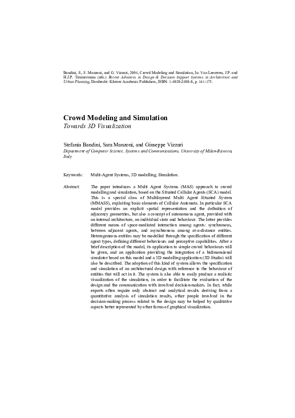 (PDF) Crowd Modeling and Simulation