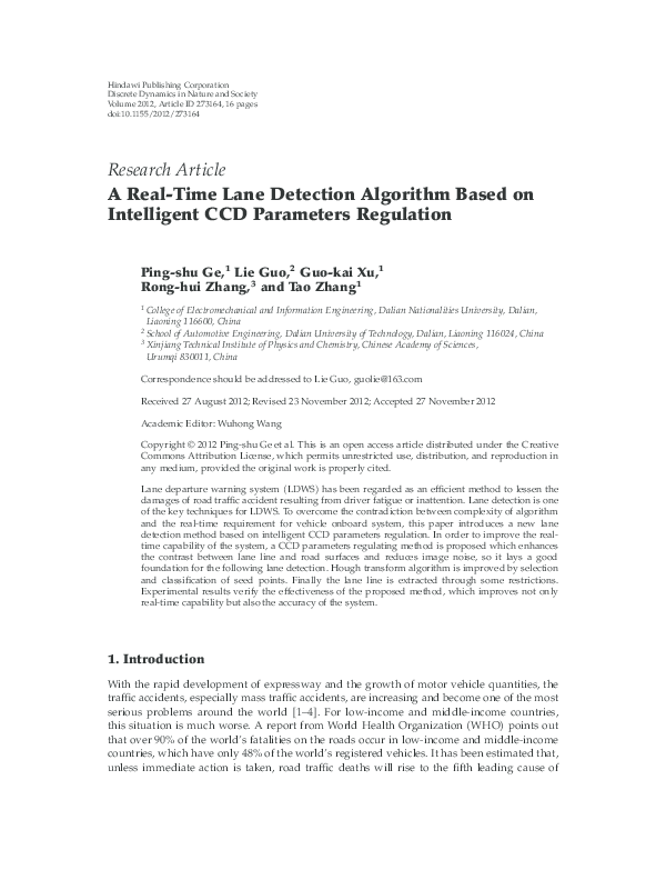 Pdf A Real Time Lane Detection Algorithm Based On Intelligent Ccd Parameters Regulation