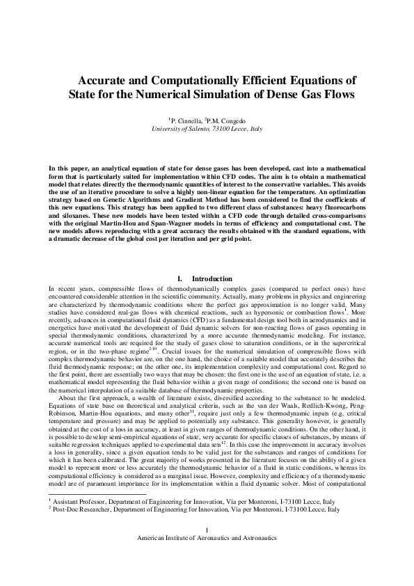Pdf Accurate And Computationally Efficient Equations Of State For The Numerical Simulation Of