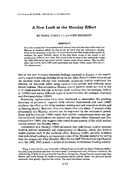 (PDF) A new look at the Monday effect