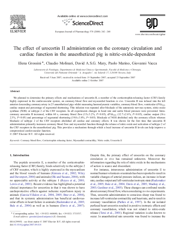 (PDF) The effect of urocortin II administration on the coronary ...