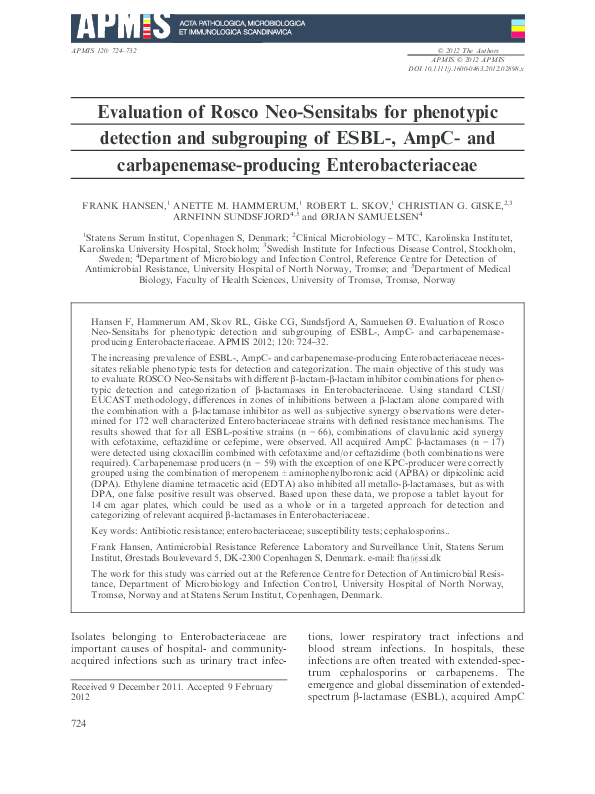 (PDF) Evaluation of Rosco Neo-Sensitabs for phenotypic detection and ...