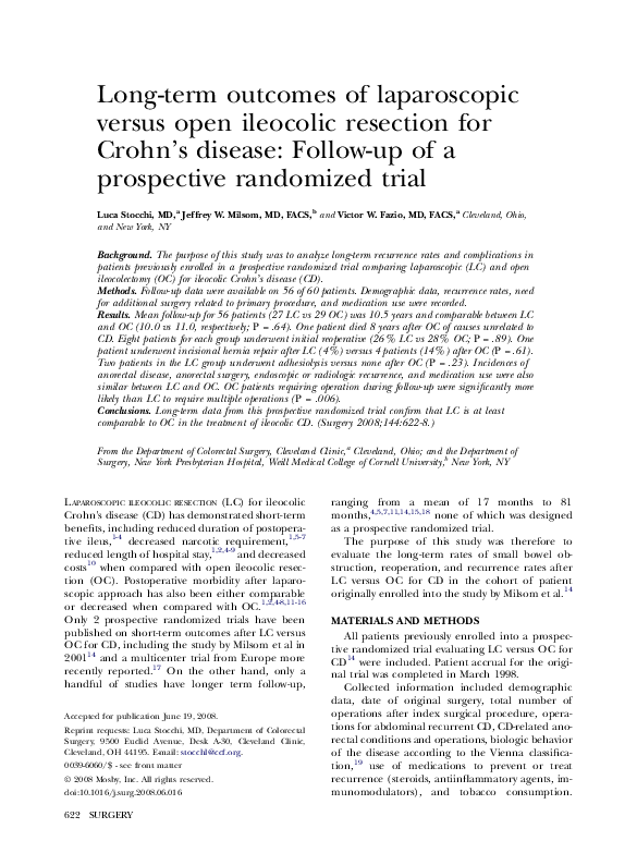 (PDF) Long-term outcomes of laparoscopic versus open ileocolic ...