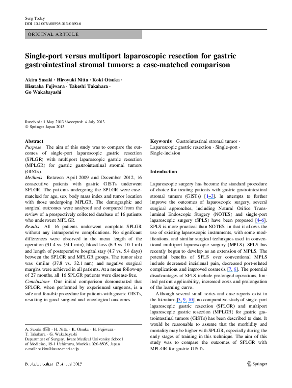 Pdf Total Laparoscopic Resection Of Giant Multi Lobulated Gastrointestinal Stromal Tumour Of