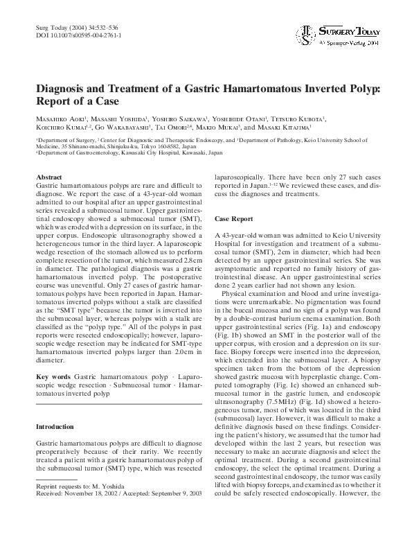 (PDF) Diagnosis and Treatment of a Gastric Hamartomatous Inverted Polyp ...
