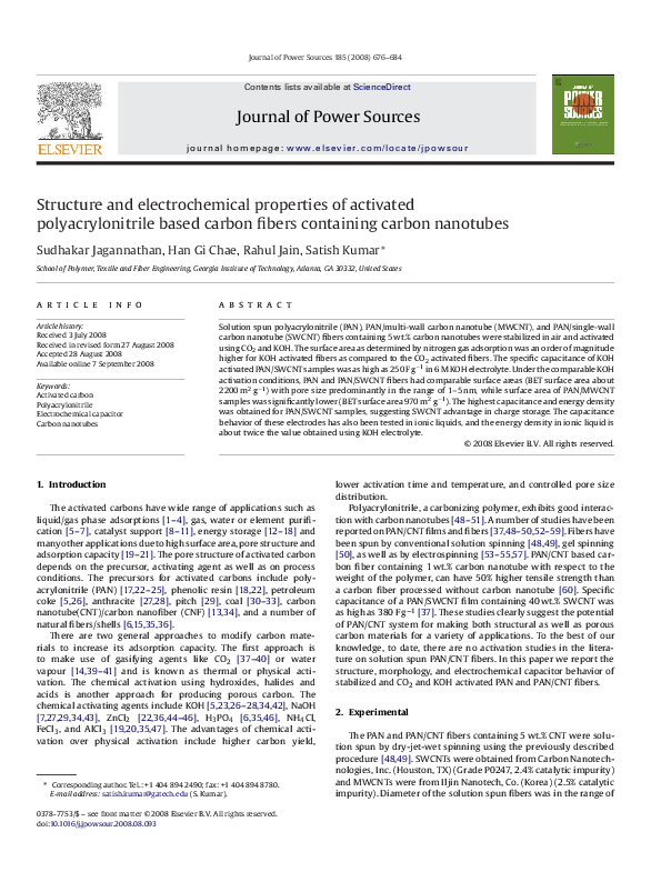 (PDF) Structure and electrochemical properties of activated polyacrylonitrile based carbon ...