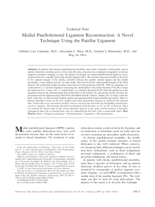(PDF) Medial reefing versus medial patellofemoral ligament ...