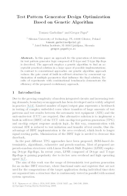 Pdf Test Pattern Generator Design Optimization Based On Genetic Algorithm