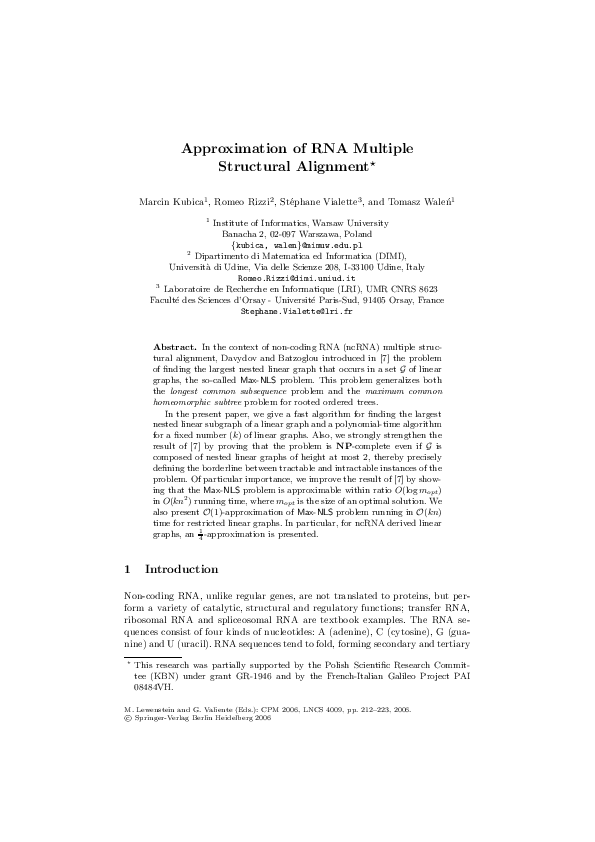 Approximation Of Rna Multiple Structural Alignment