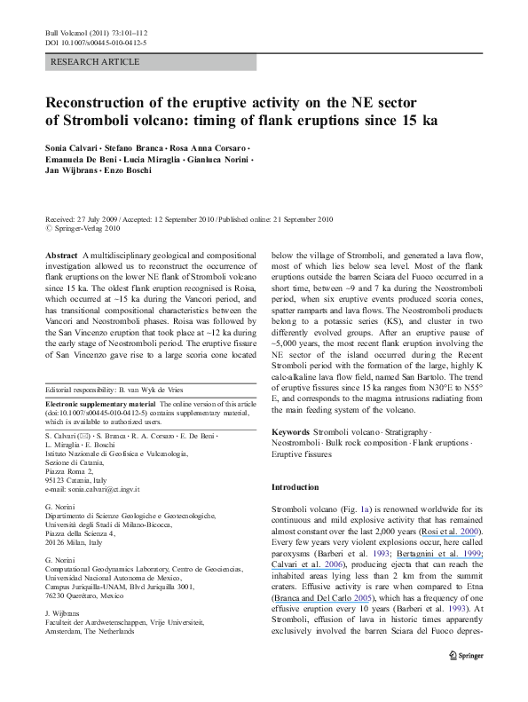 (PDF) Reconstruction of the eruptive activity on the NE sector of ...