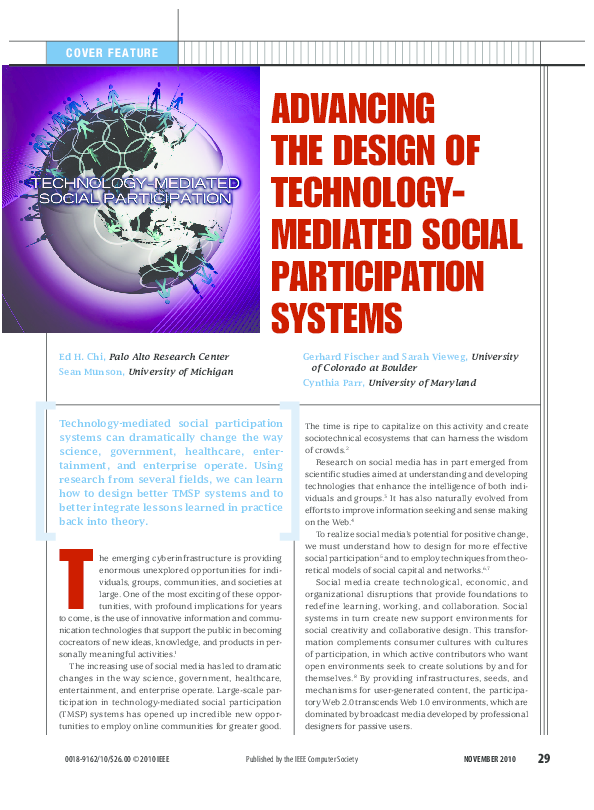 (PDF) Advancing the Design of Technology-Mediated Social Participation ...
