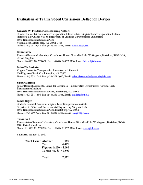 (PDF) Evaluation of Traffic Speed Continuous Deflection Devices