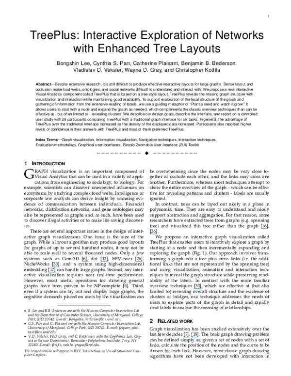 (PDF) TreePlus: Interactive exploration of networks with enhanced tree layouts