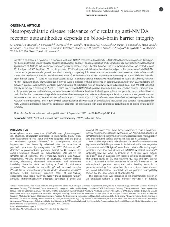 (PDF) Optimization of an Anti-NMDA Receptor Autoantibody Diagnostic ...