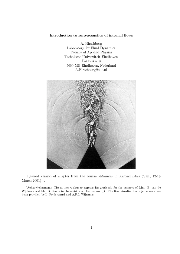 (PDF) Introduction to aero-acoustics of internal flow