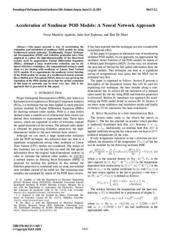(PDF) Acceleration of nonlinear POD models: a neural network approach