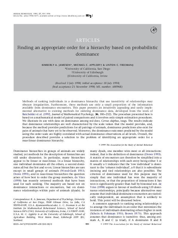(PDF) Finding an appropriate order for a hierarchy based on probabilistic dominance