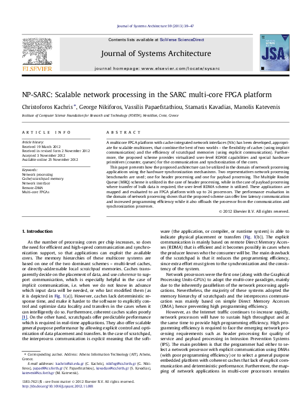(PDF) NP-SARC: Scalable network processing in the SARC multi-core FPGA platform