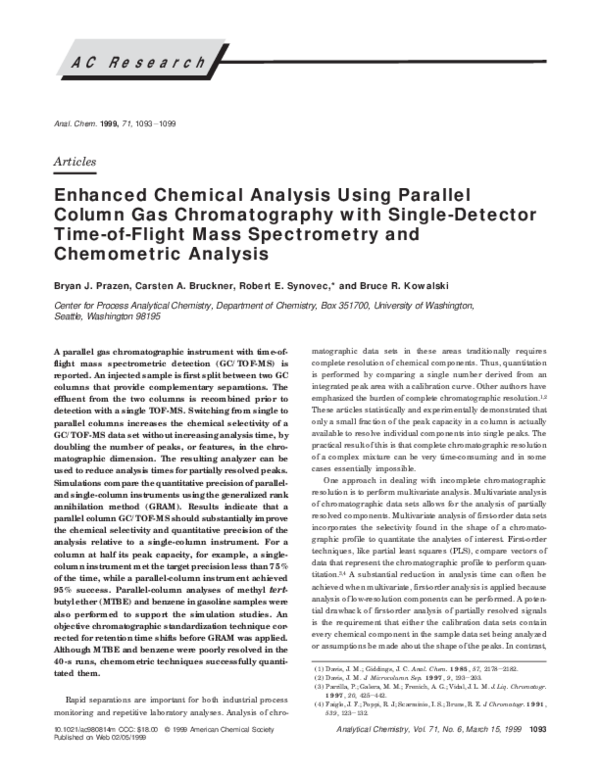 (PDF) Enhanced Chemical Analysis Using Parallel Column Gas ...