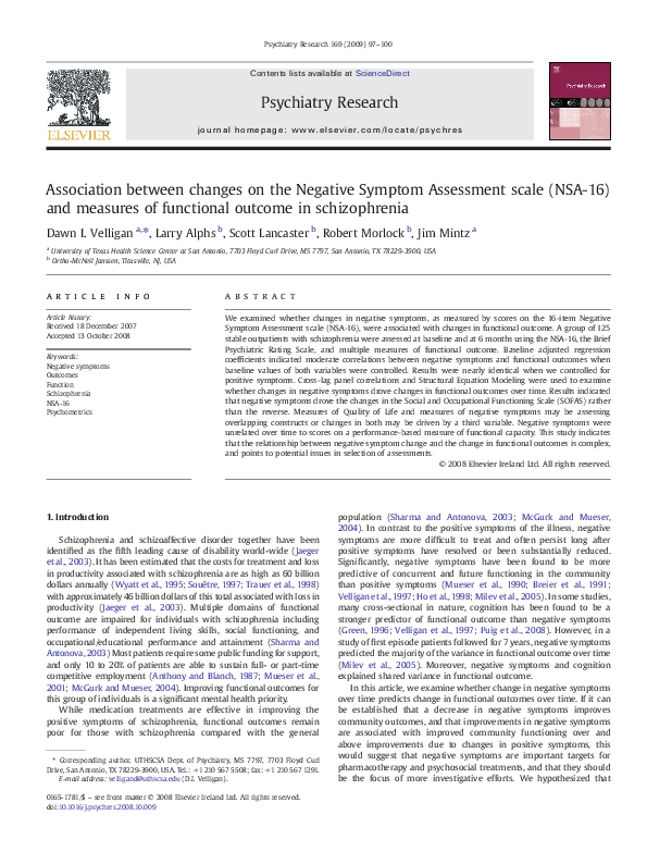 (PDF) Association between changes on the Negative Symptom Assessment ...