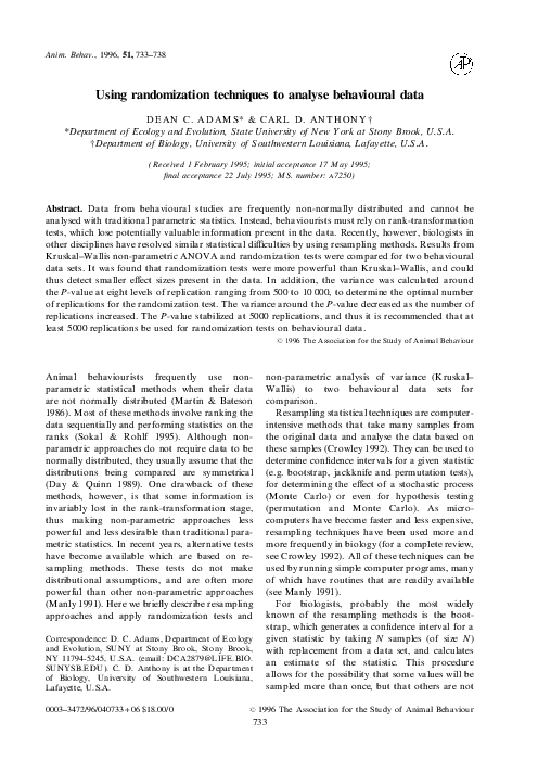 (PDF) Using randomization techniques to analyse behavioural data