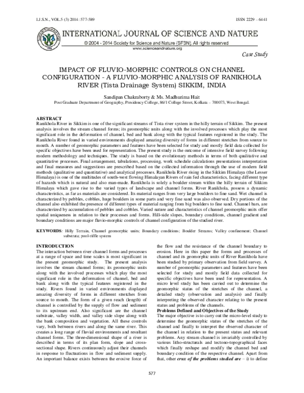 (PDF) Case Study IMPACT OF FLUVIO-MORPHIC CONTROLS ON CHANNEL CONFIGURATION -A FLUVIO-MORPHIC ...