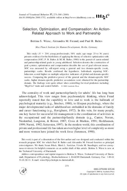 (PDF) Selection, optimization, and compensation: An action-related ...