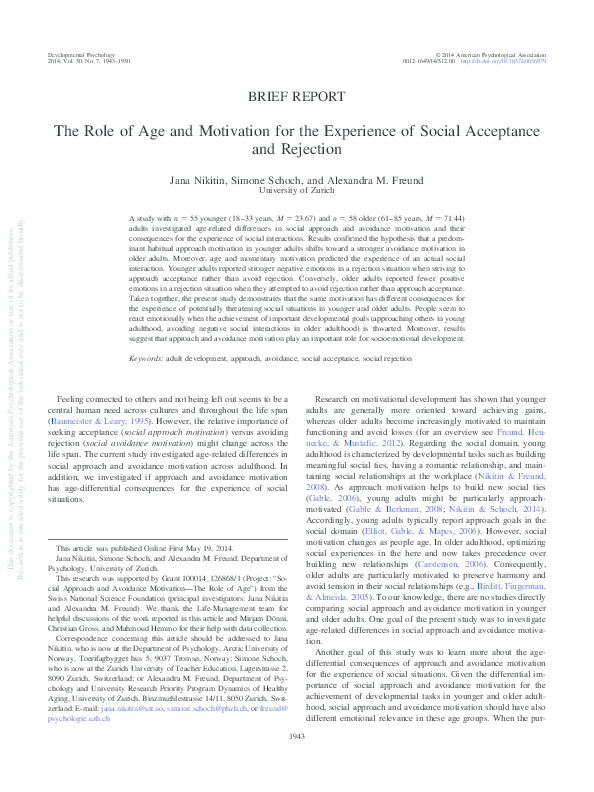 (PDF) The role of age and motivation for the experience of social ...