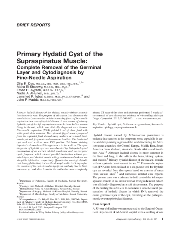 (PDF) Primary hydatid cyst of the supraspinatus muscle: complete ...