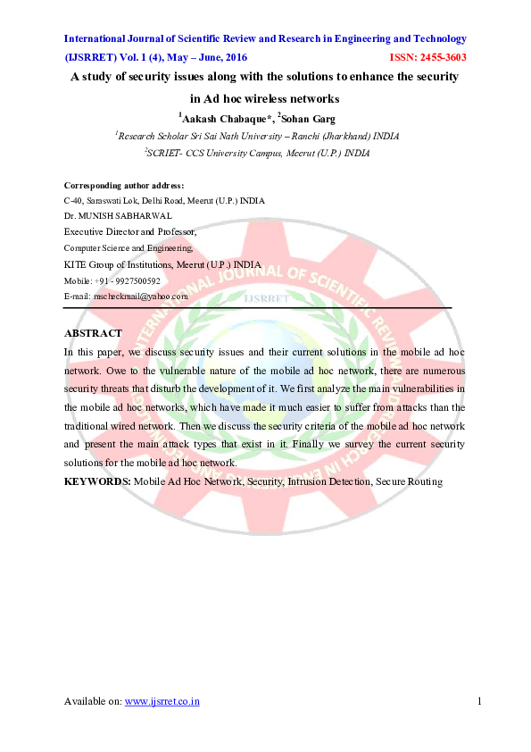 (PDF) A study of security issues along with the solutions to enhance ...